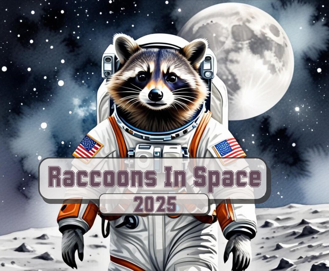 Raccoons in Space 2025 Funny Wall Calendar, 12 Month Cute,quirky ...