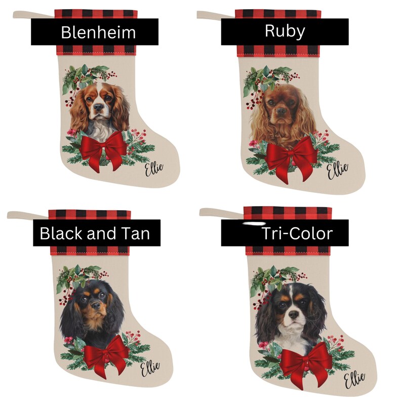 Cavalier King Charles Spaniel Stocking, Custom Dog Christmas Stocking ...