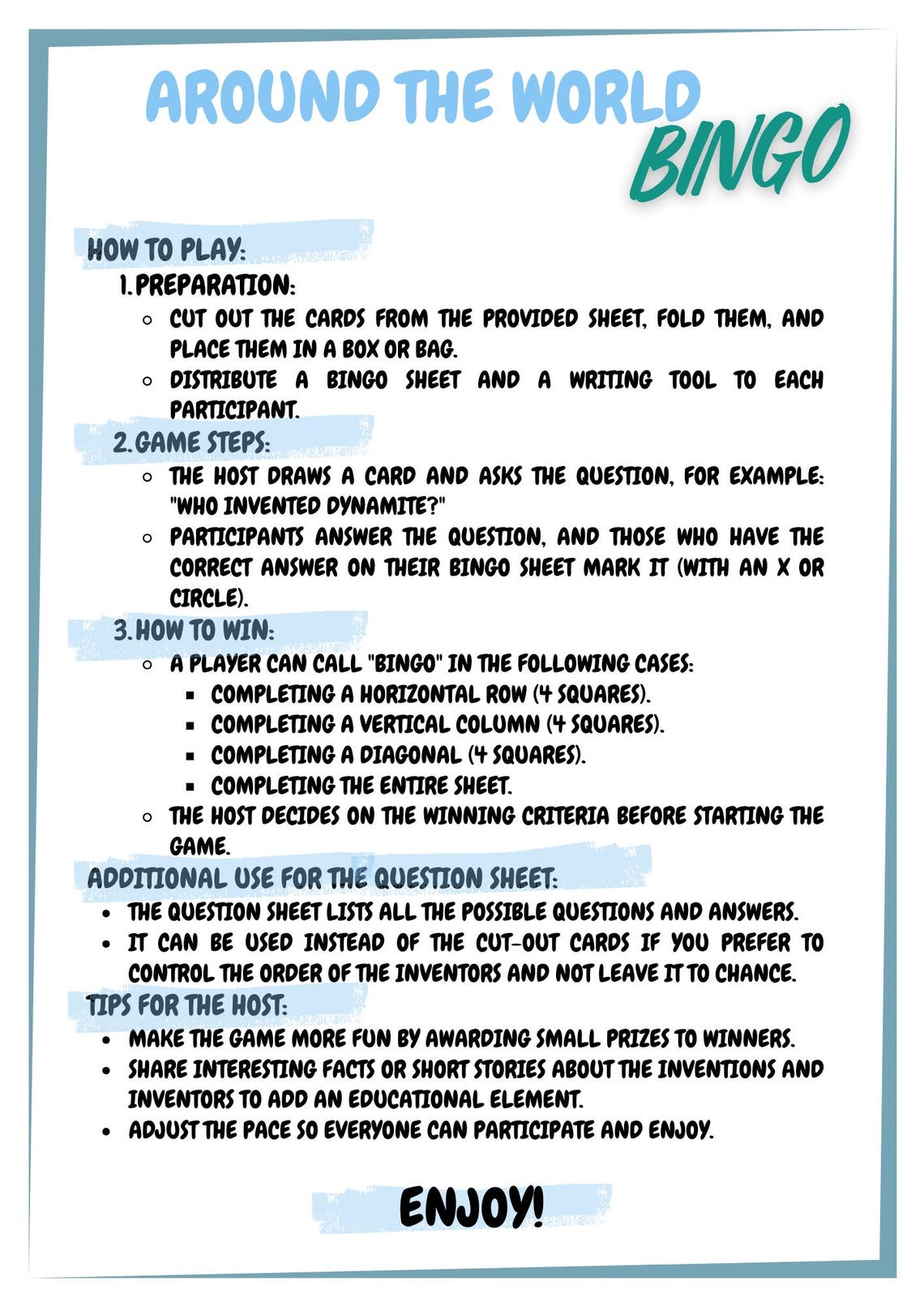 Around the World Bingo Cards, World Capitals Bingo - Etsy