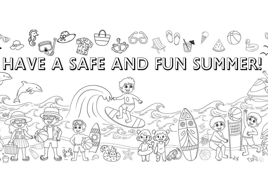 Summer Fun Giant Coloring Poster - Etsy