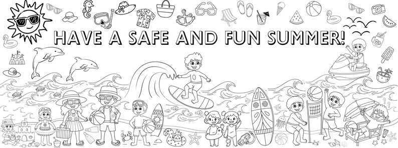 Summer Fun Giant Coloring Poster - Etsy
