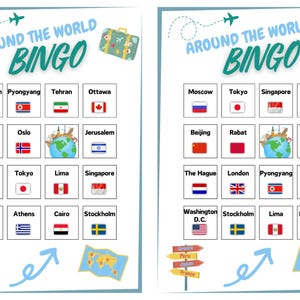 Around the World Bingo Cards, World Capitals Bingo - Etsy