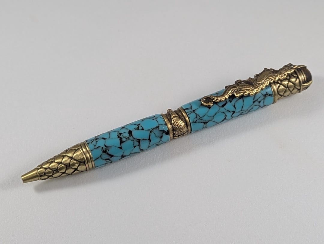 Turquoise Dragon Twist Ballpoint Pen | Fantasy Pen - Etsy