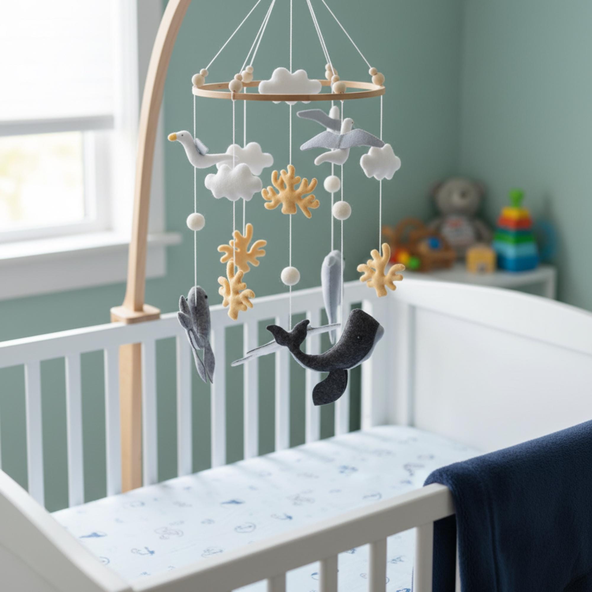 Ocean Baby Mobile – Felt Whale, Dolphin, Stingray Nursery Decor - Etsy