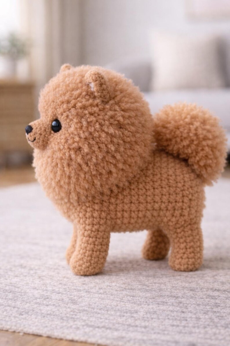 Pomeranian Dog Amigurumi Crochet Pattern, Fluffy Puppy Plush Toy ...