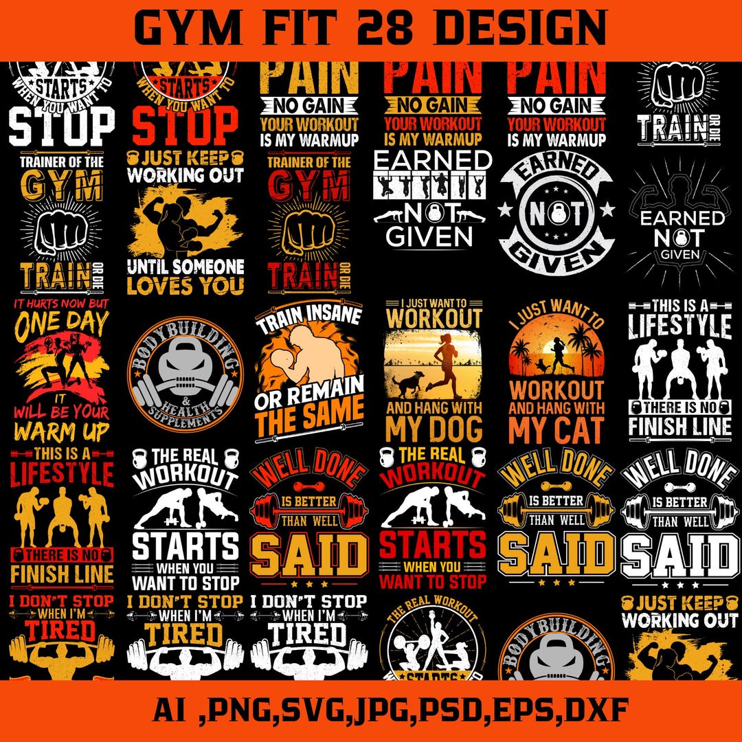 Gym Fit 28 Design SVG Bundle - Fitness and Workout SVG Files | Perfect ...