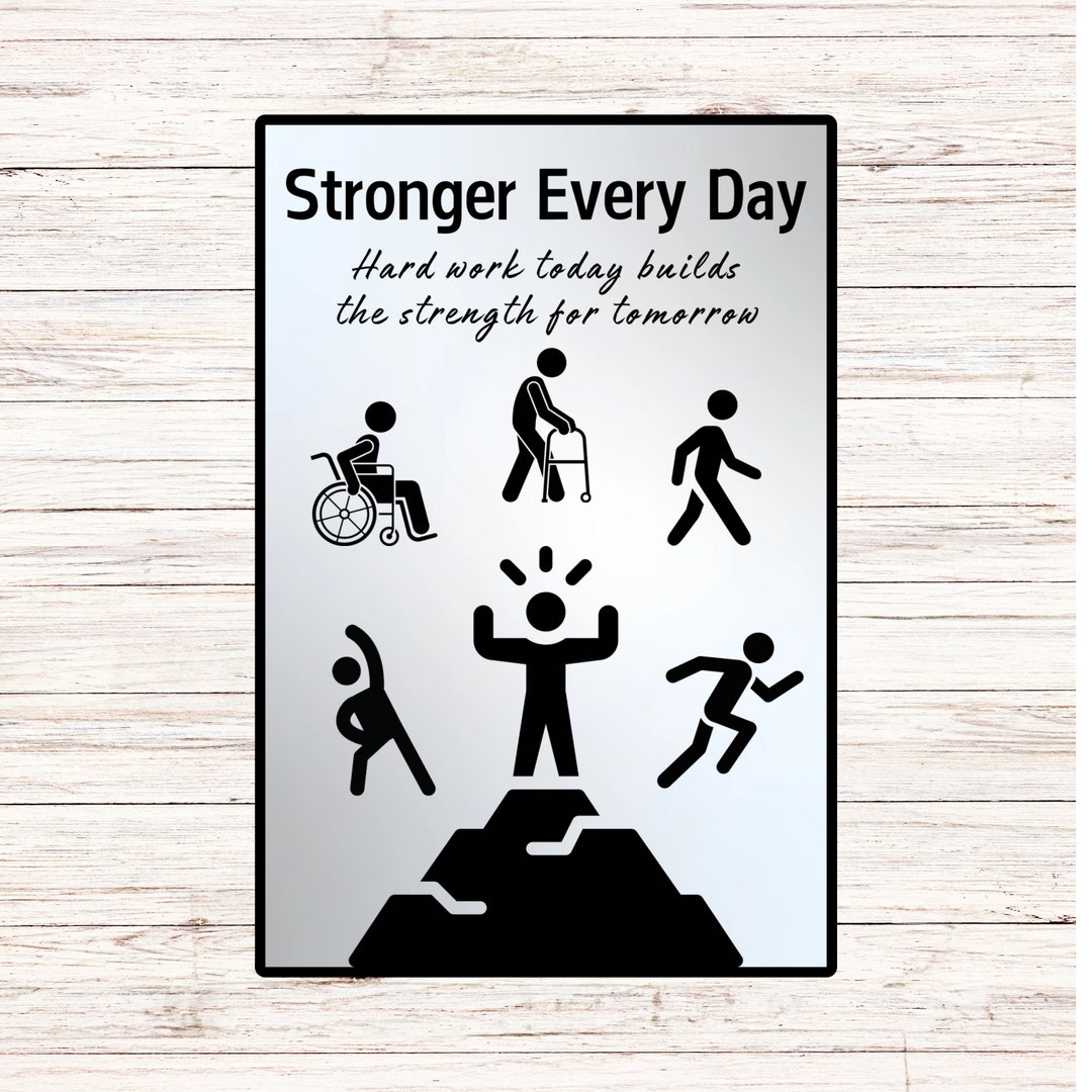 Physical Therapy Motivational Poster, Stronger Every Day, Rehab Clinic ...