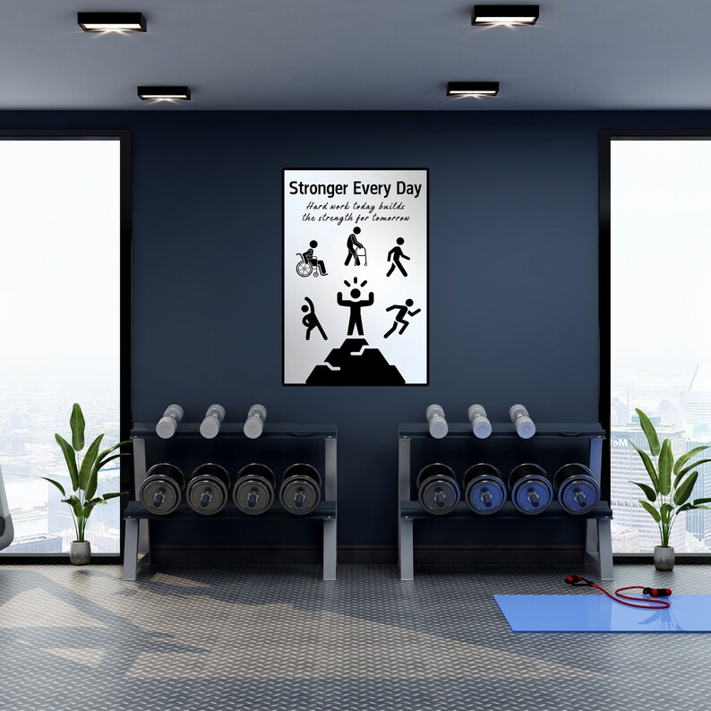 Physical Therapy Motivational Poster, Stronger Every Day, Rehab Clinic ...