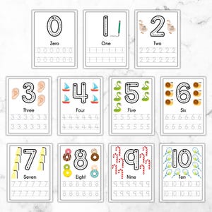 Preschool Number Tracing Worksheets 1-10 Handwriting Practice Trace ...