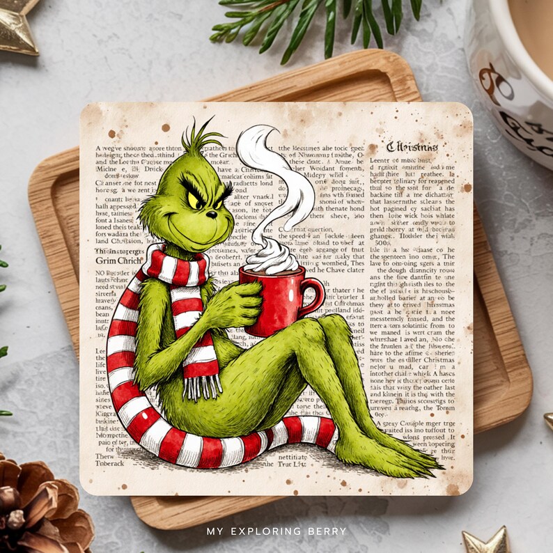 Vintage Christmas Square Coaster PNG Clipart, Retro Movie Characters ...