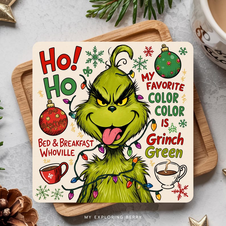 Christmas Square Coaster PNG Clipart, Printable Holiday Magnet Design ...