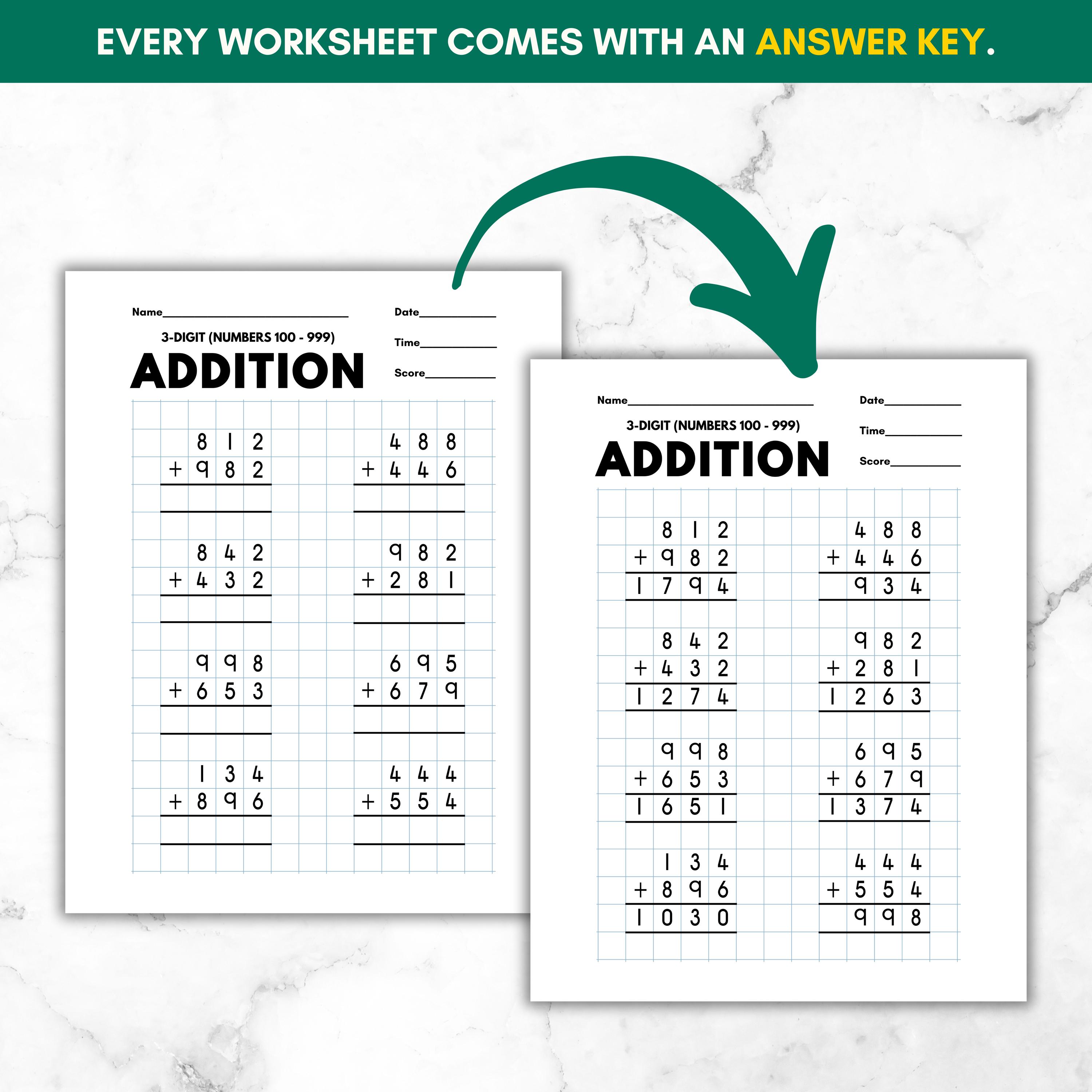 3rd Grade Math Workbook Addition Subtraction Worksheet Printable Grade ...