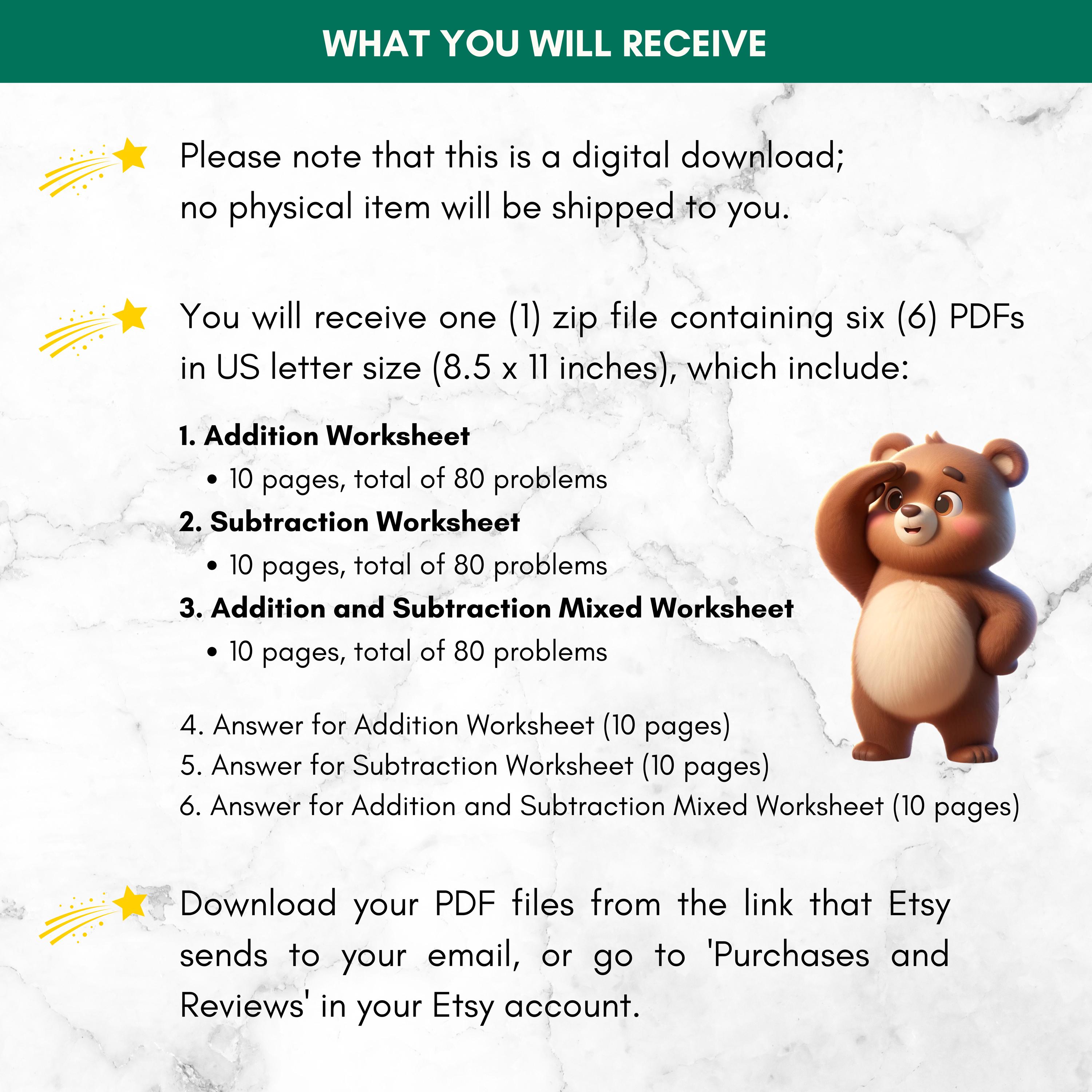 3rd Grade Math Workbook Addition Subtraction Worksheet Printable Grade ...