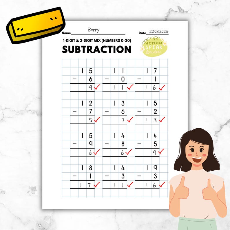 First Grade Math Worksheet Addition Subtraction Printable Grade 1 ...