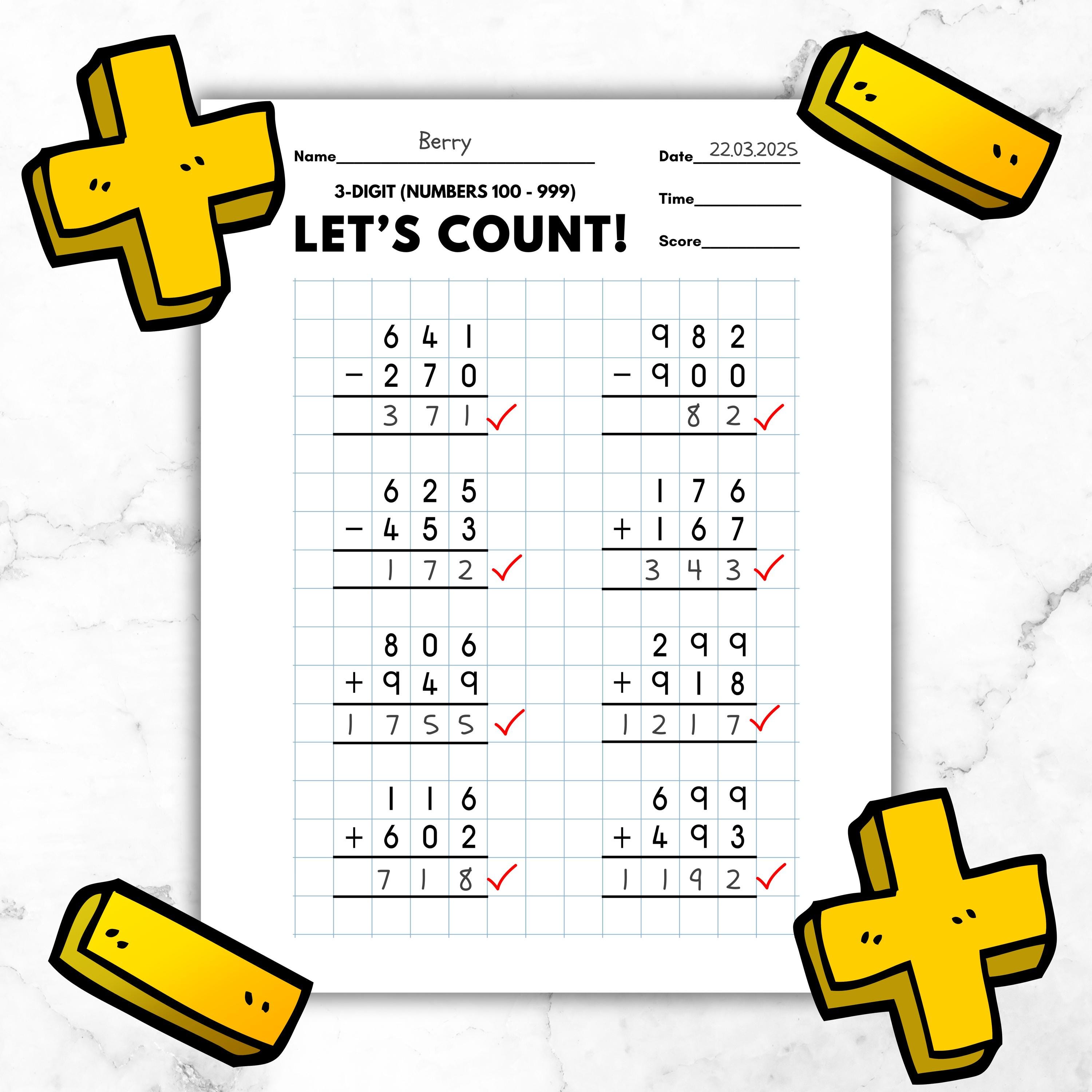 3rd Grade Math Workbook Addition Subtraction Worksheet Printable Grade ...