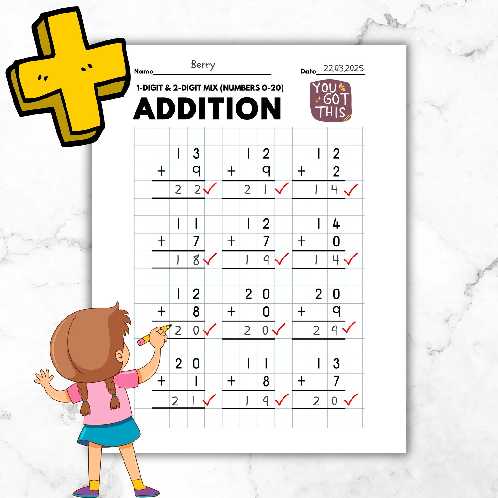 First Grade Math Worksheet Addition Subtraction Printable Grade 1 ...