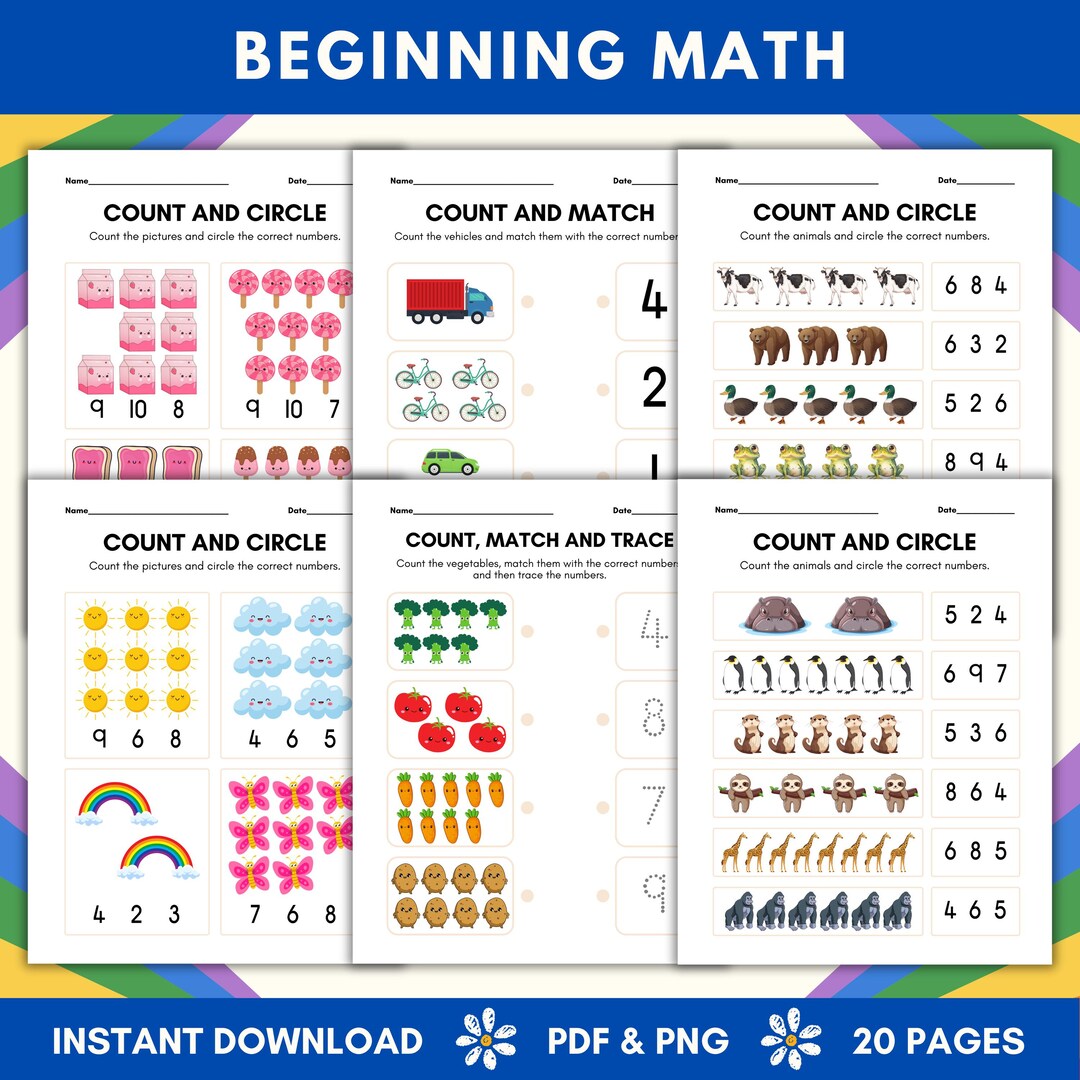 Preschool Math Worksheets, Kindergarten Activity Counting to 10 ...