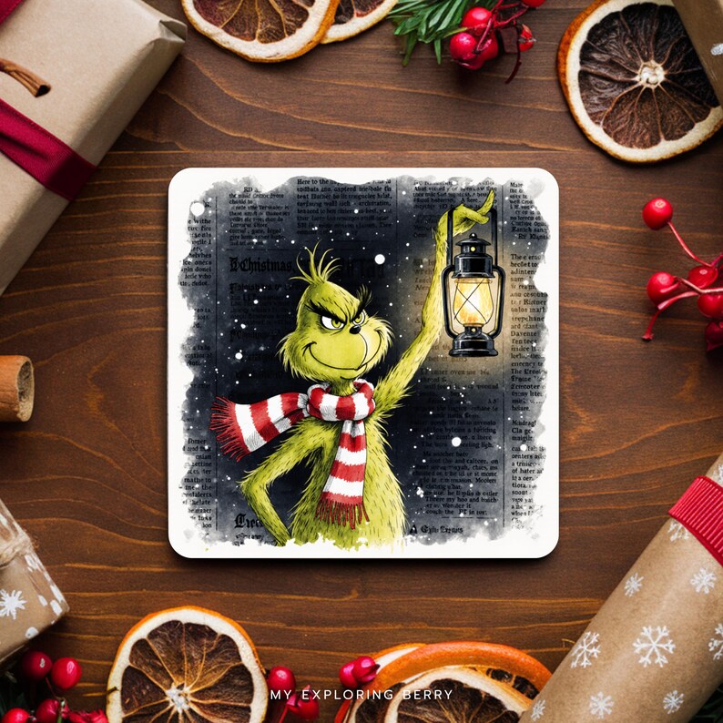 Vintage Christmas Square Coaster PNG Clipart, Retro Movie Characters ...