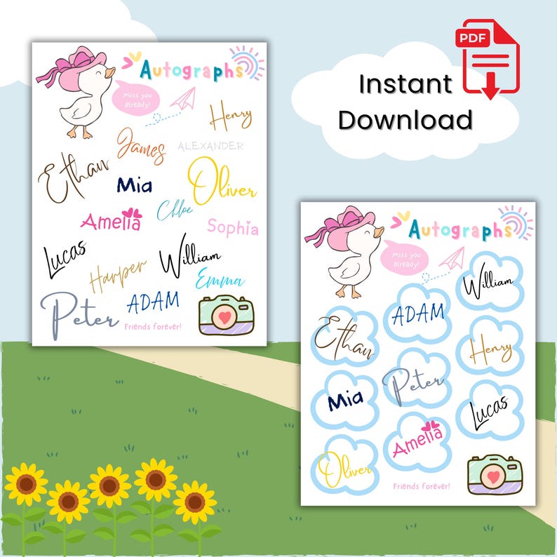 Printable Autograph Page Class Signature Yearbook End of Year 2025 ...