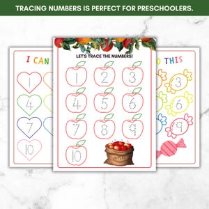 Preschool Number Tracing Worksheets 1-10 Handwriting Practice Trace ...