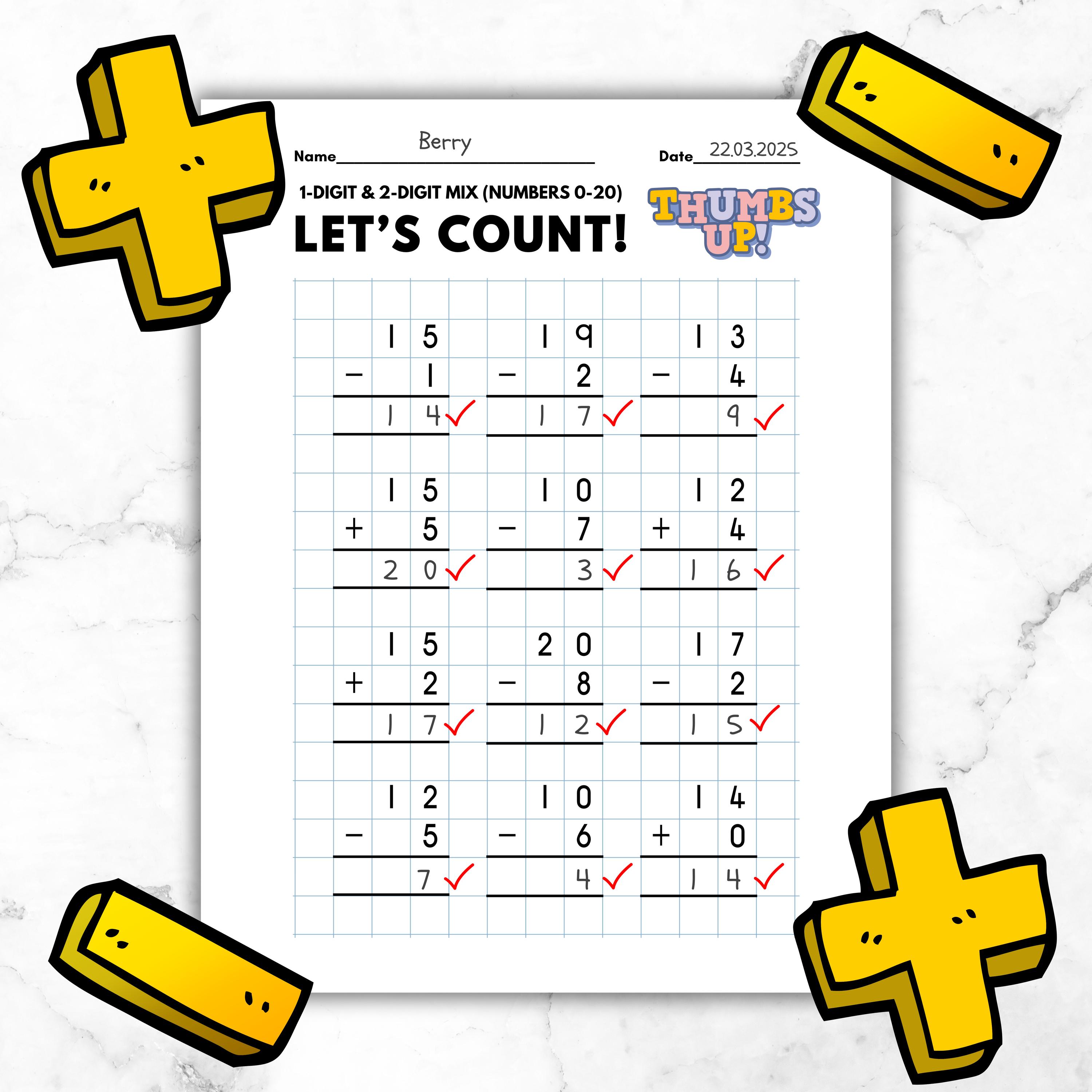 First Grade Math Worksheet Addition Subtraction Printable Grade 1 ...