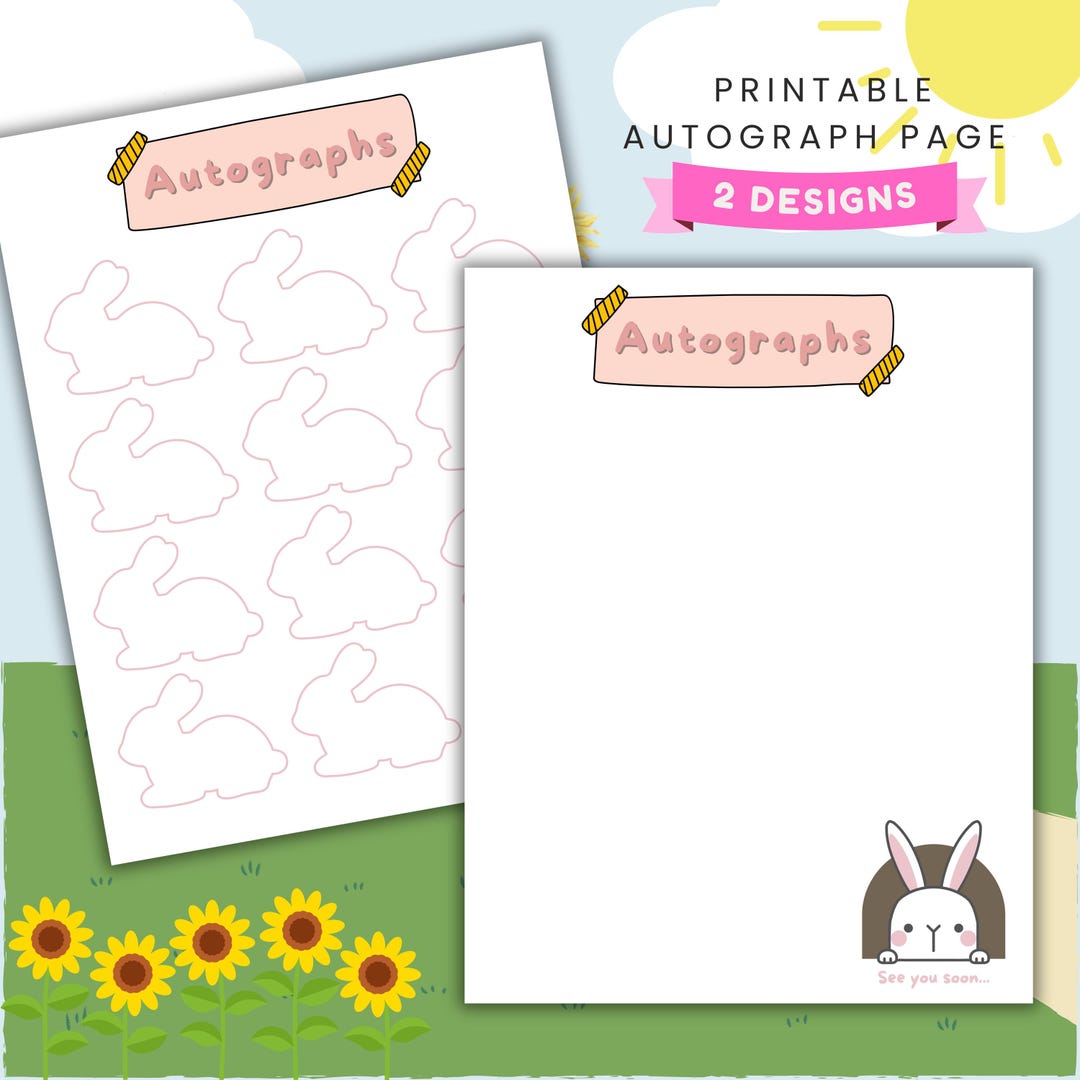 Printable Autograph Page School Memory Print Out Signature Template ...