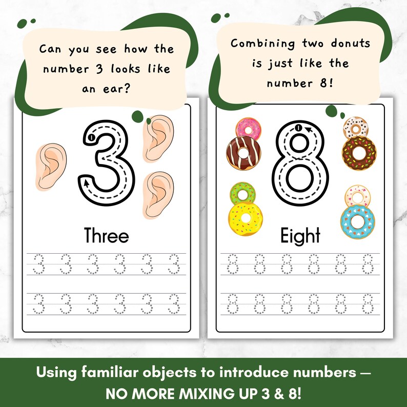 Number Tracing Worksheets 1-10 Preschool Trace Number Practice Workbook ...