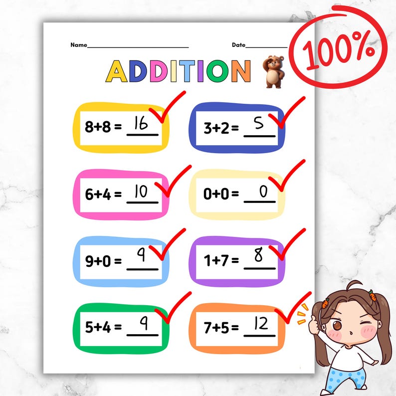 Addition and Subtraction Worksheets Printable Math Practice Sheet ...