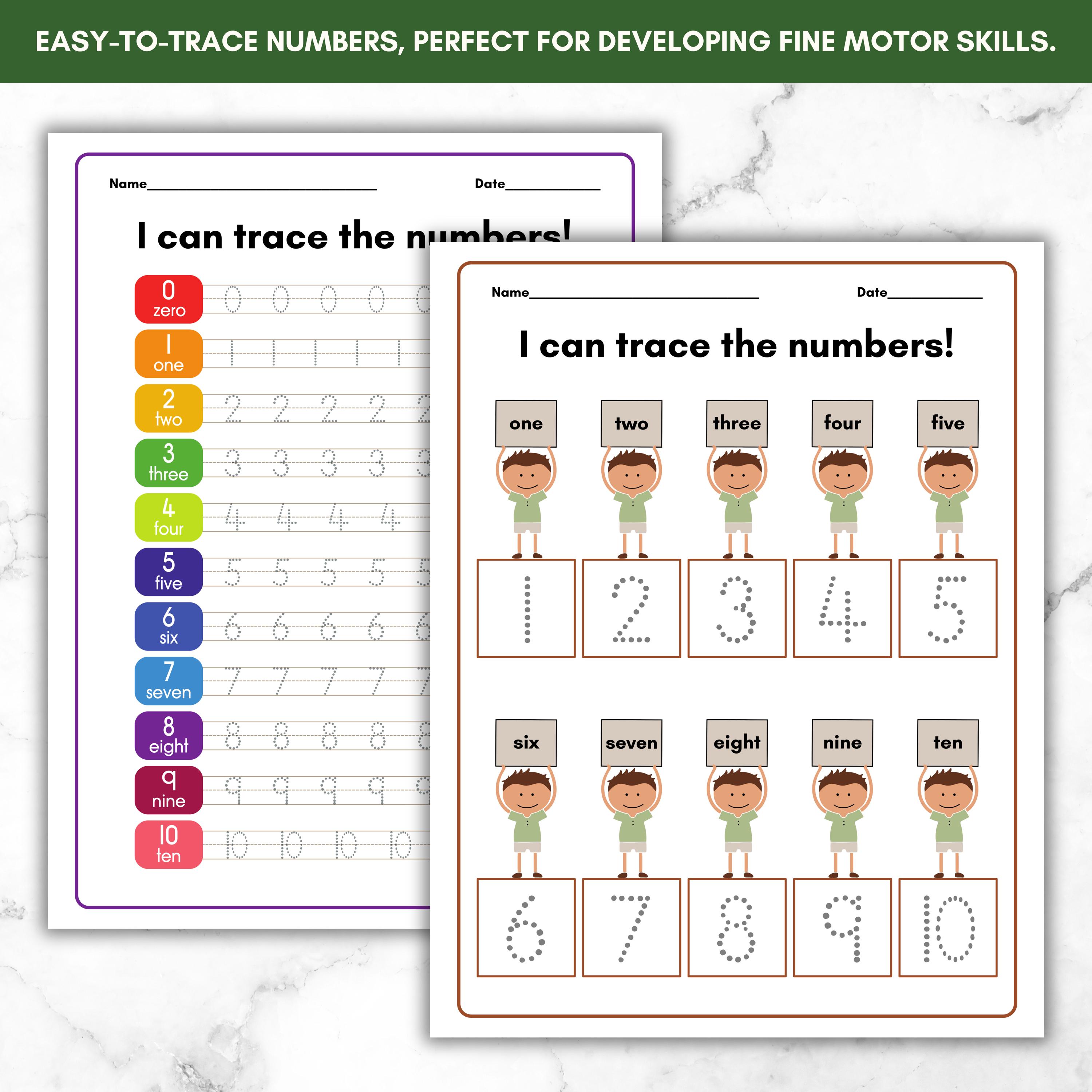 Number Tracing Worksheets 1-10 Preschool Trace Number Practice Workbook ...