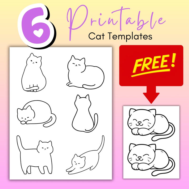 Cat Outline Template Printable Coloring Page Preschool Kid Crafts ...
