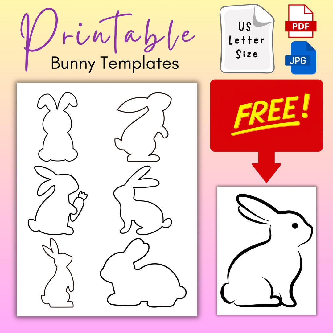 Bunny Printable Template Rabbit Outline Shape Prints Preschool Crafts ...