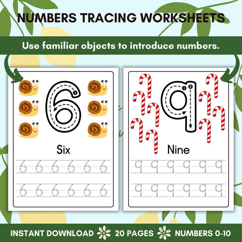 Number Tracing Worksheets 1-10 Preschool Trace Number Practice Workbook ...
