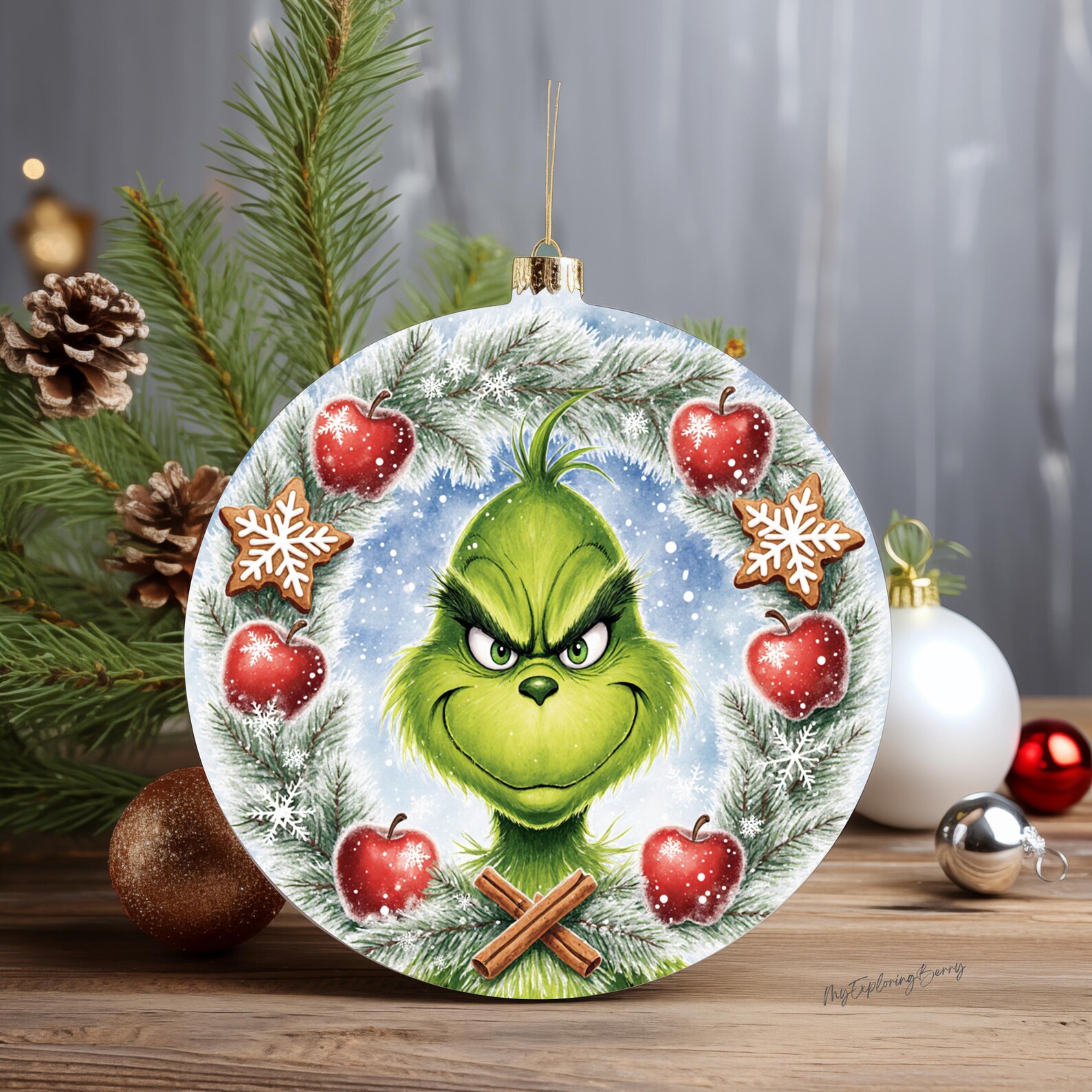 Christmas Round Ornament PNG, Circle Coaster Clipart, Whimsical ...