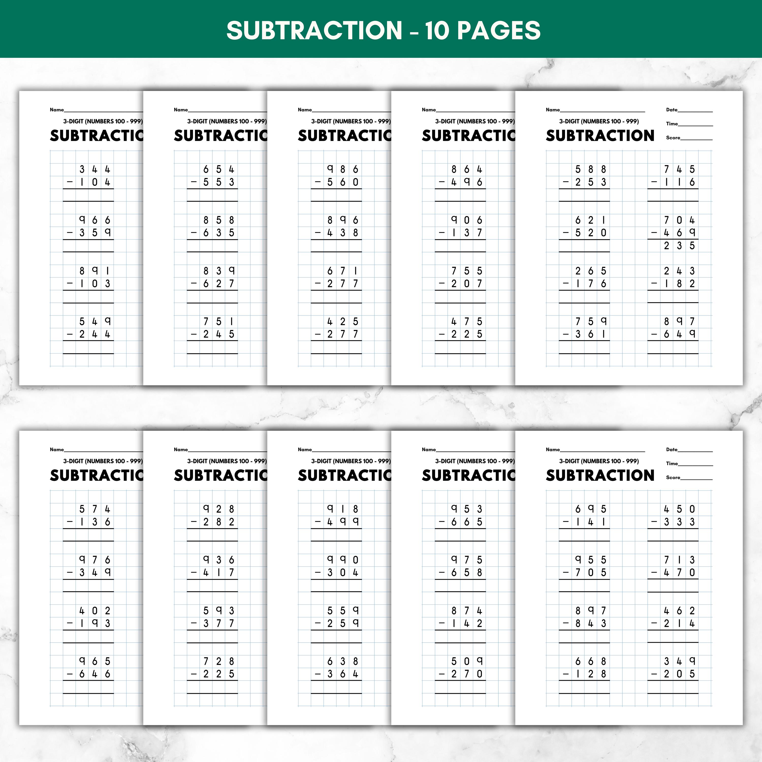 3rd Grade Math Workbook Addition Subtraction Worksheet Printable Grade ...