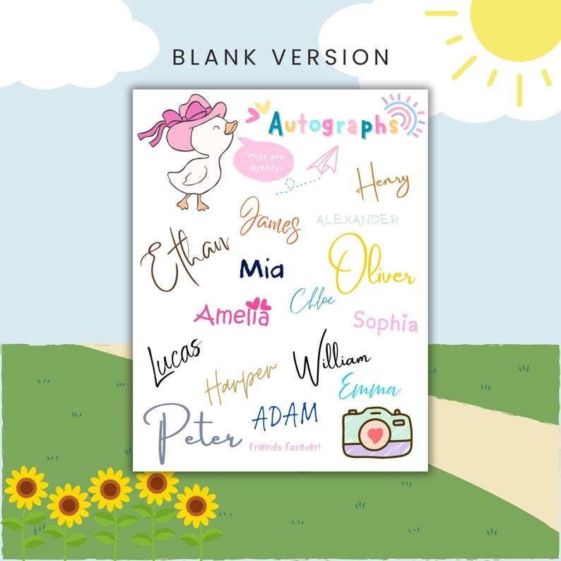 Printable Autograph Page Class Signature Yearbook End of Year 2025 ...