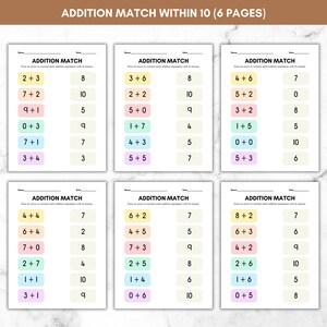 Kindergarten Math Addition Within 10 Worksheet Preschool Ten Frames ...