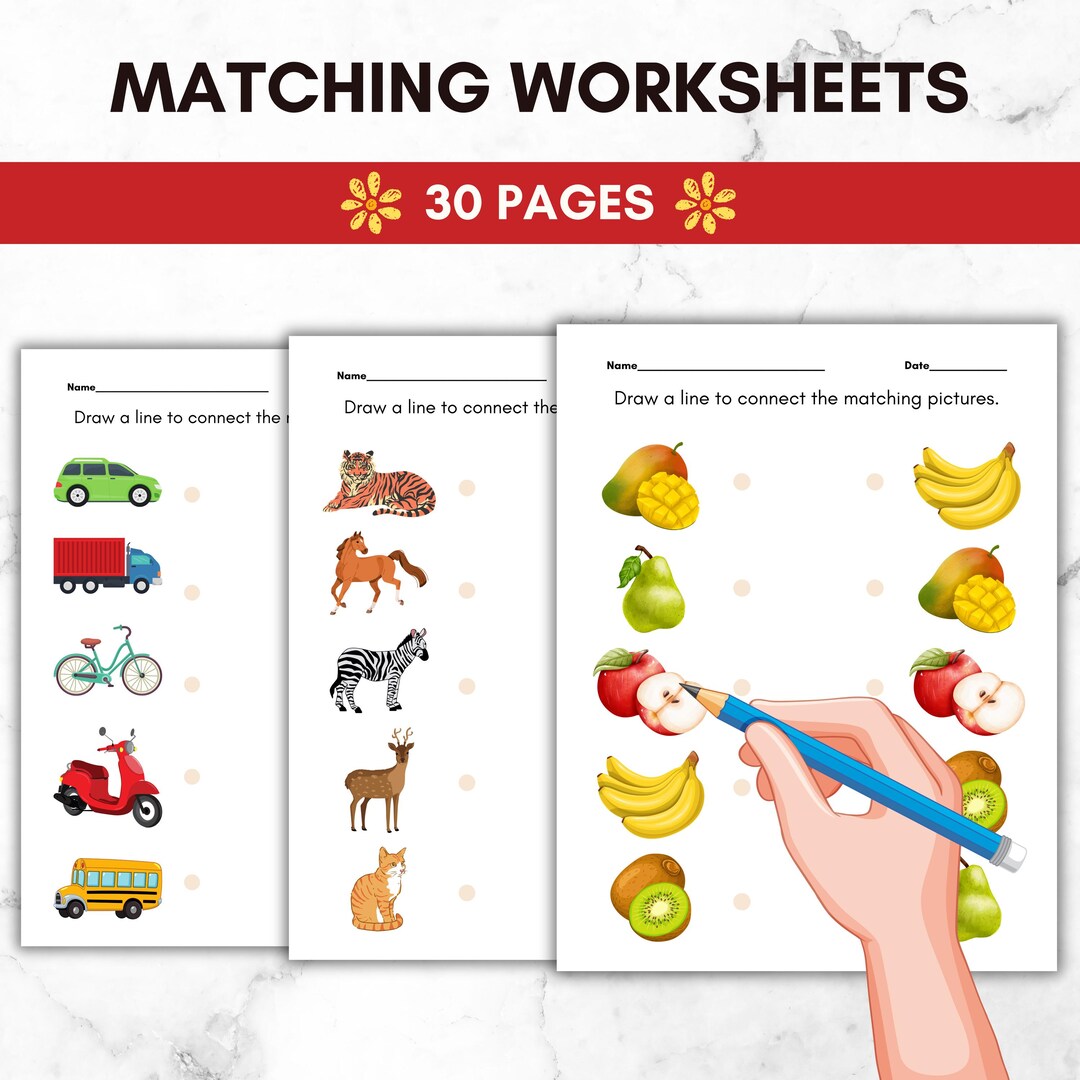 Matching Activities for Toddler Learning Sheets Matching Worksheets for ...