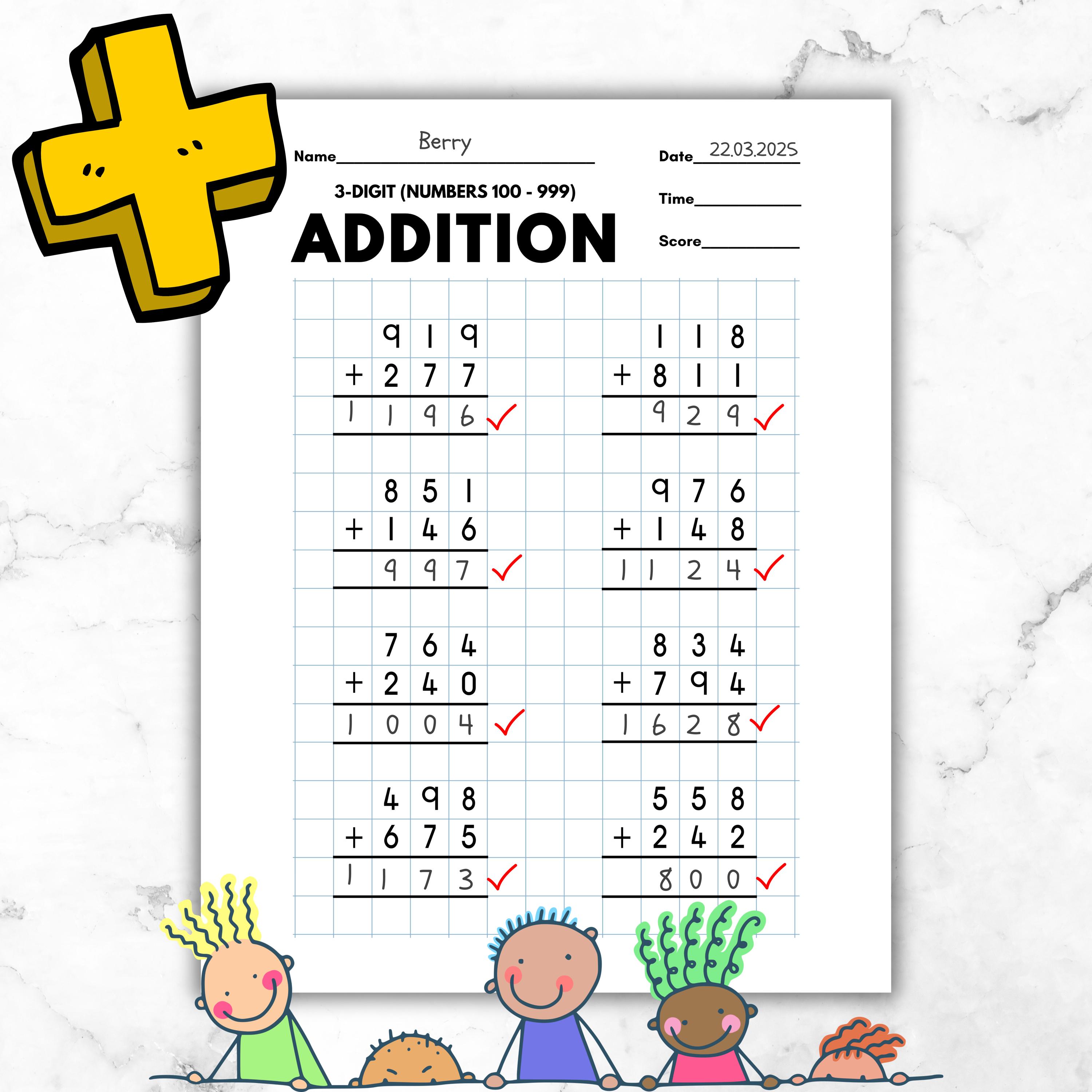 3rd Grade Math Workbook Addition Subtraction Worksheet Printable Grade ...