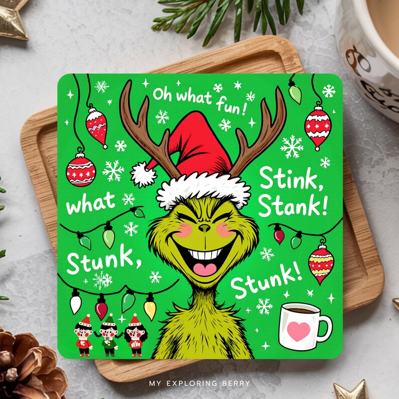 Christmas Square Coaster PNG Clipart, Printable Holiday Magnet Design ...