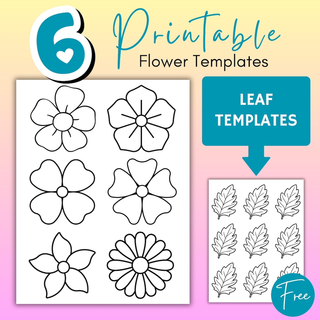 Printable Flower Template Coloring Page Crafts Cut Out Simple Outline ...