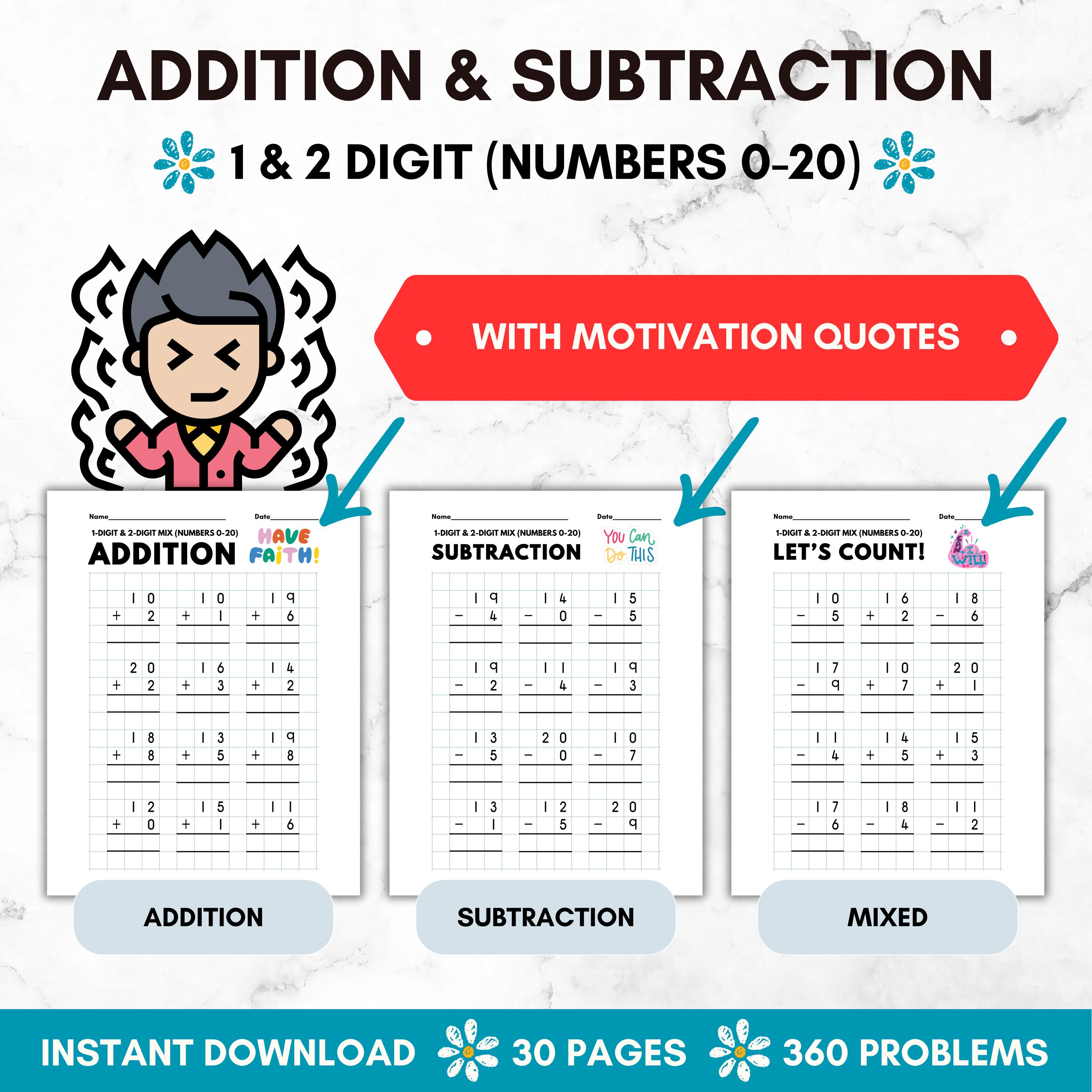 First Grade Math Worksheet Addition Subtraction Printable Grade 1 ...