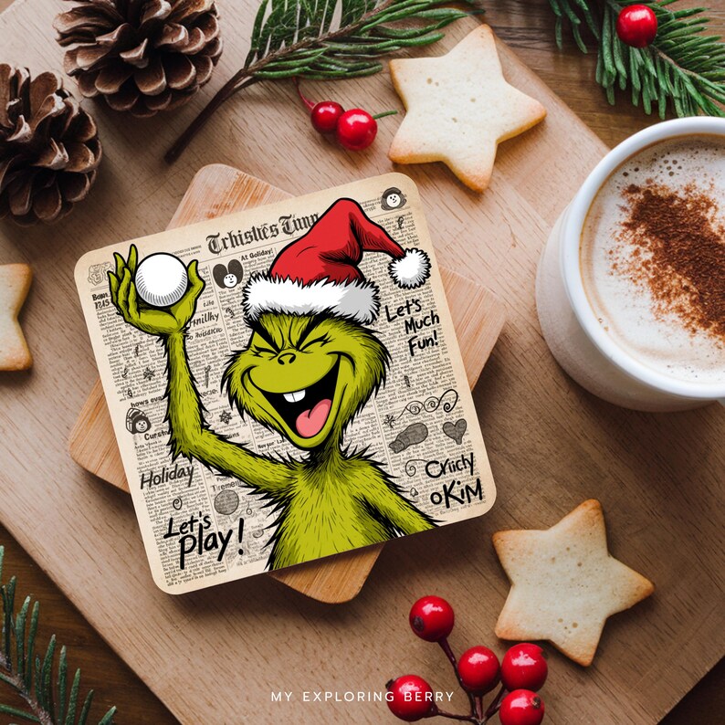 Christmas Square Coaster PNG Clipart, Vintage Movie Characters Template ...