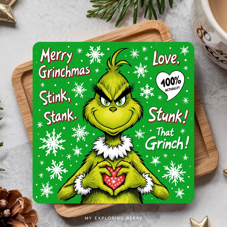Christmas Square Coaster PNG Clipart, Printable Holiday Magnet Design ...