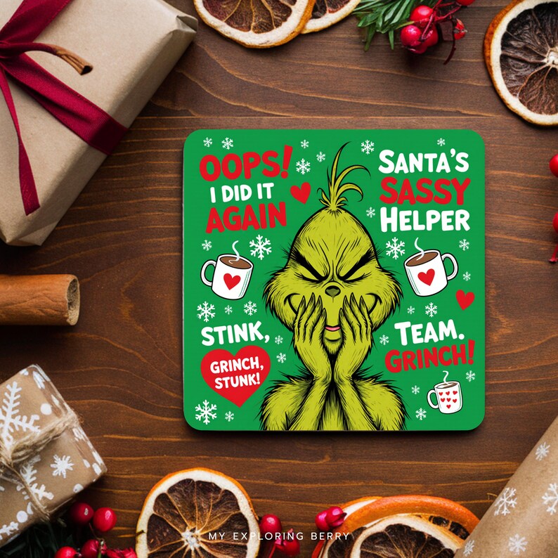 Christmas Square Coaster PNG Clipart, Printable Holiday Magnet Design ...
