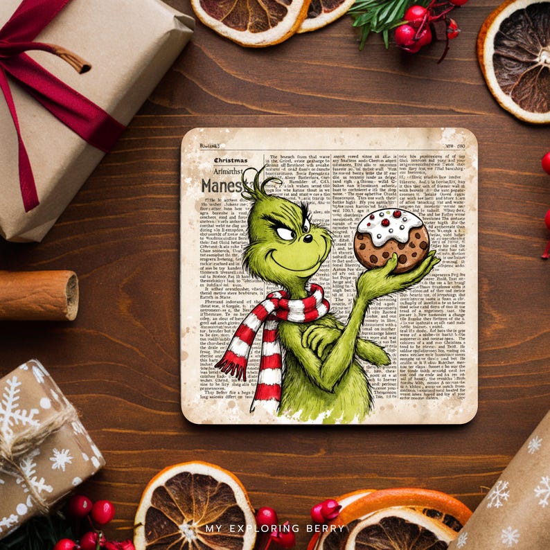 Vintage Christmas Square Coaster PNG Clipart, Retro Movie Characters ...