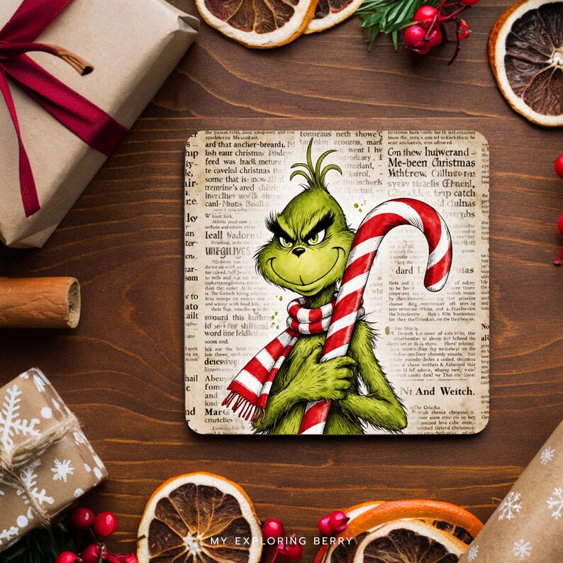 Vintage Christmas Square Coaster PNG Clipart, Retro Movie Characters ...