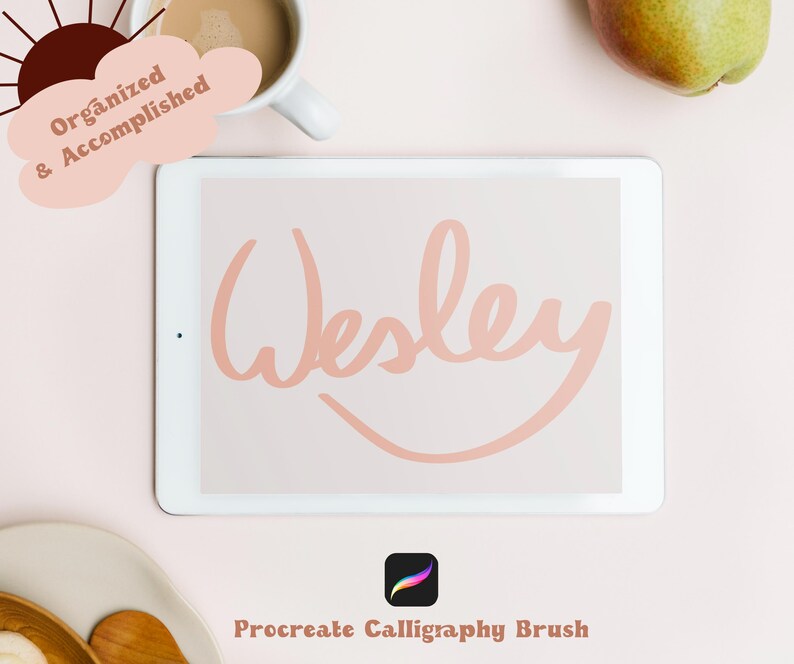Wesley Calligraphy Procreate Brush - Etsy