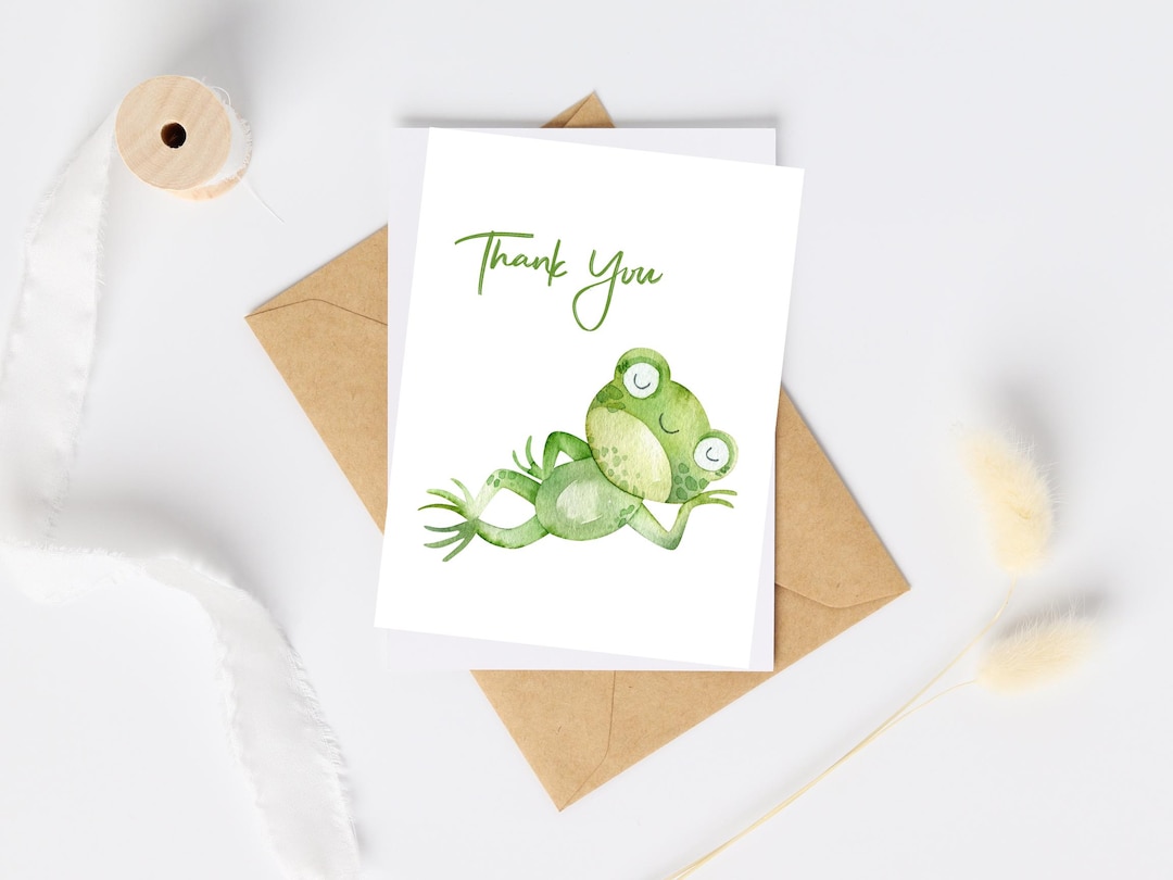 Watercolor Frog Thank You Card: Blank Greeting Card (digital Download ...