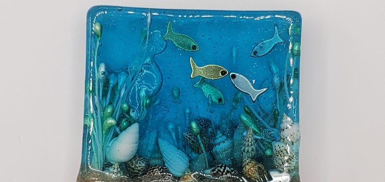 Mini Ocean Resin Art Block: Handmade Underwater Seascape With Shells - Etsy