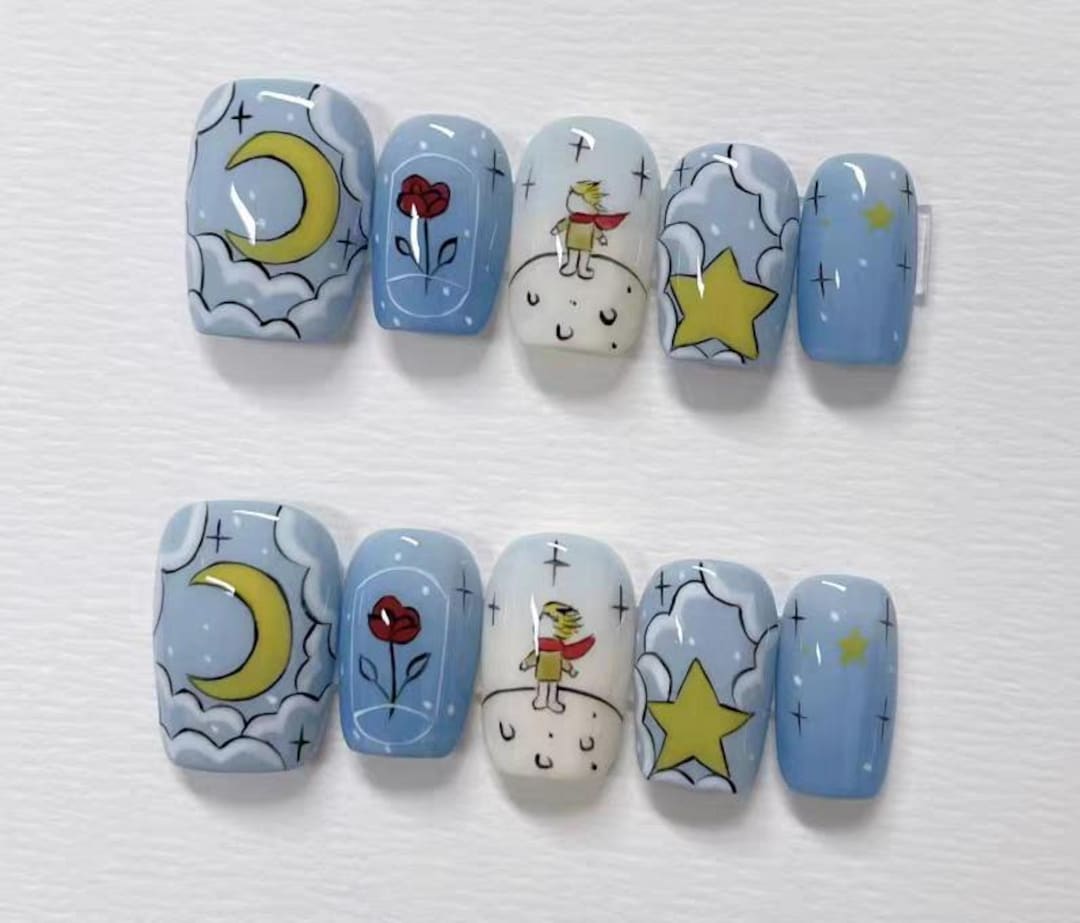 The Little Prince Press-on Nail Set for Daughter, Whimsical Nail Art ...